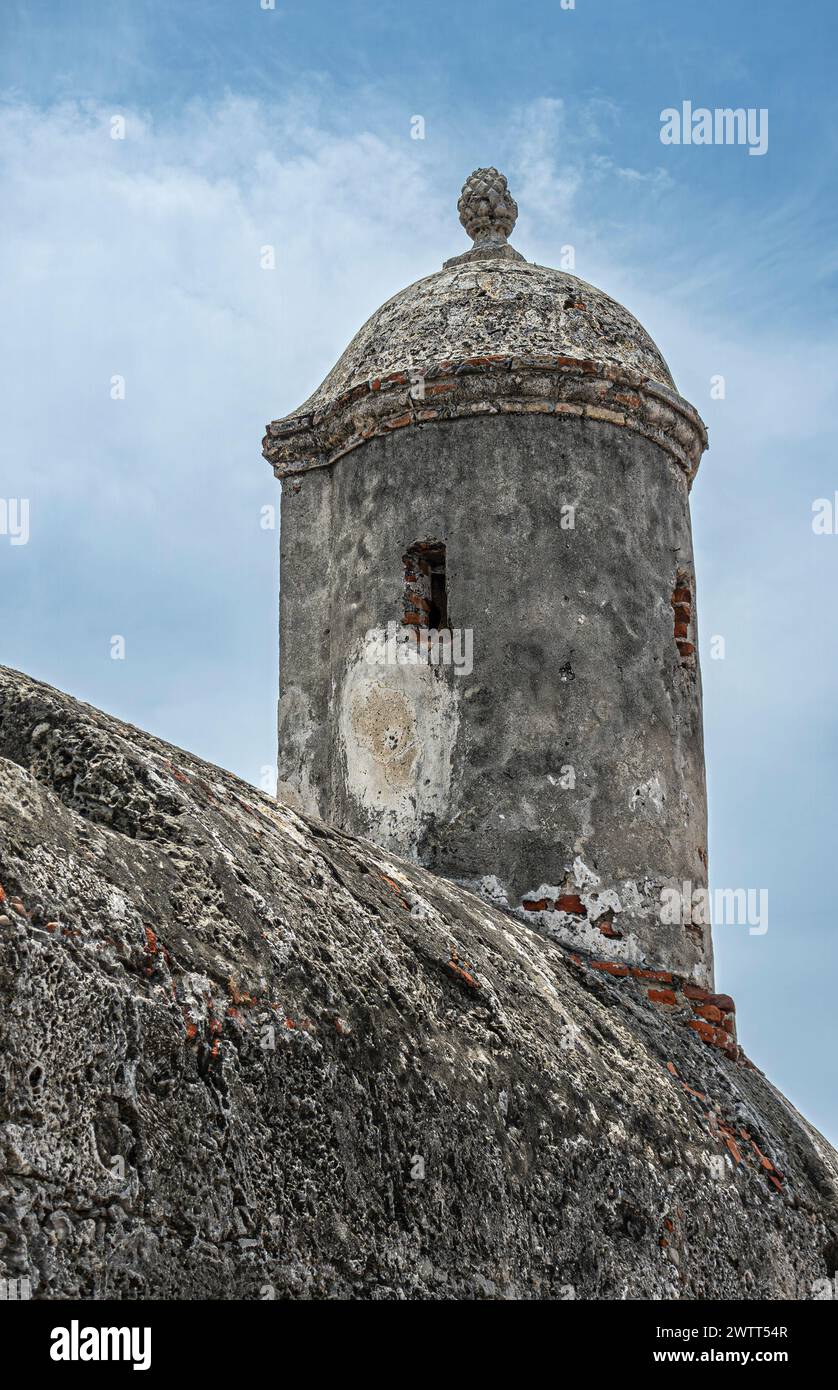 Cartagena, Colombia - July 25, 2023: Old gray stone lookout tower built ...