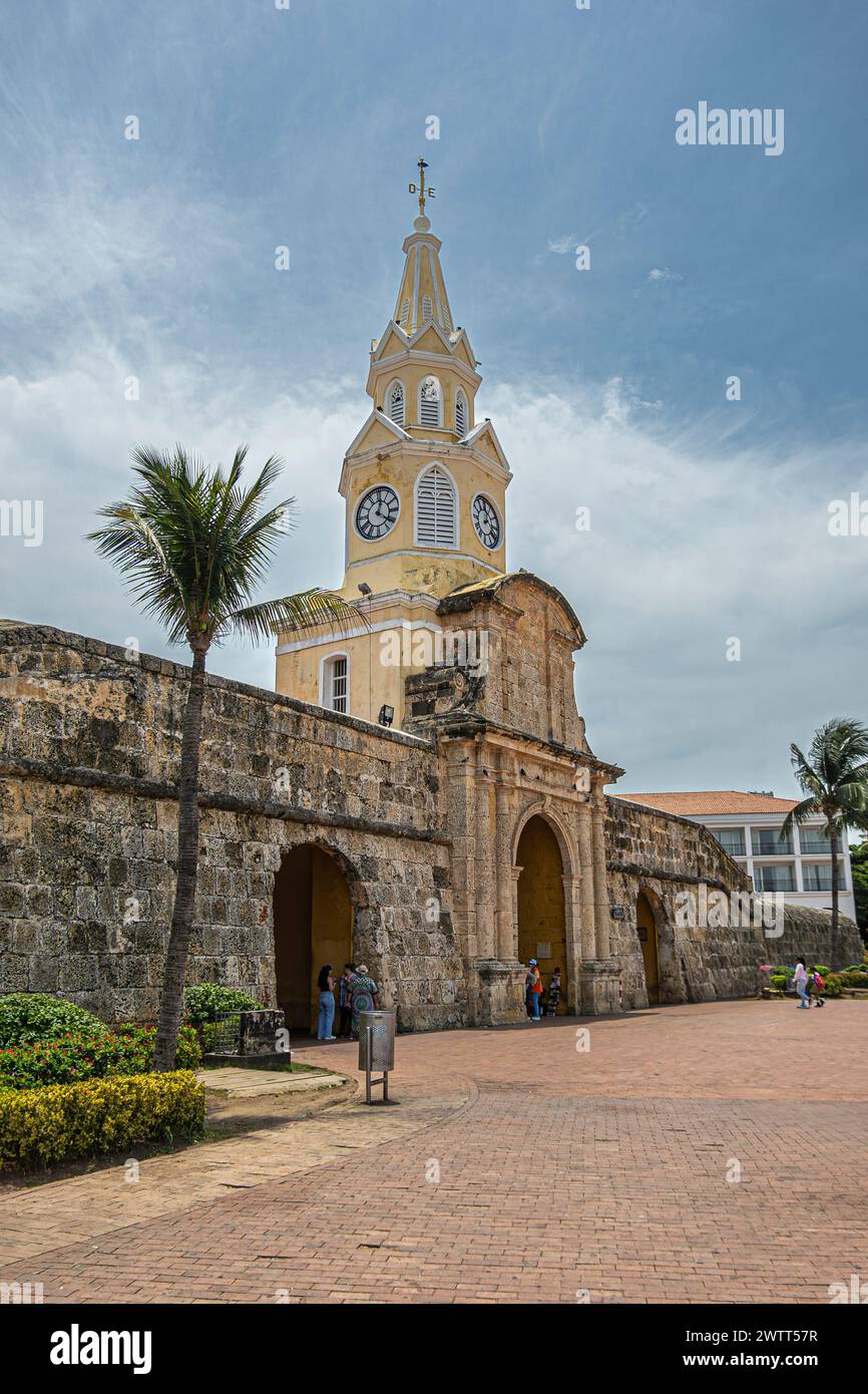 Cartagena, Colombia - July 25, 2023: Portrait, Torre del Reloj and gate ...