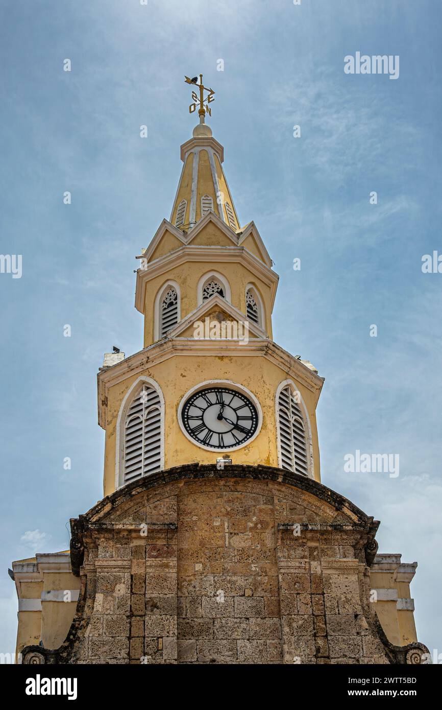 Cartagena, Colombia - July 25, 2023: Frontal, Top of Torre del Reloj ...