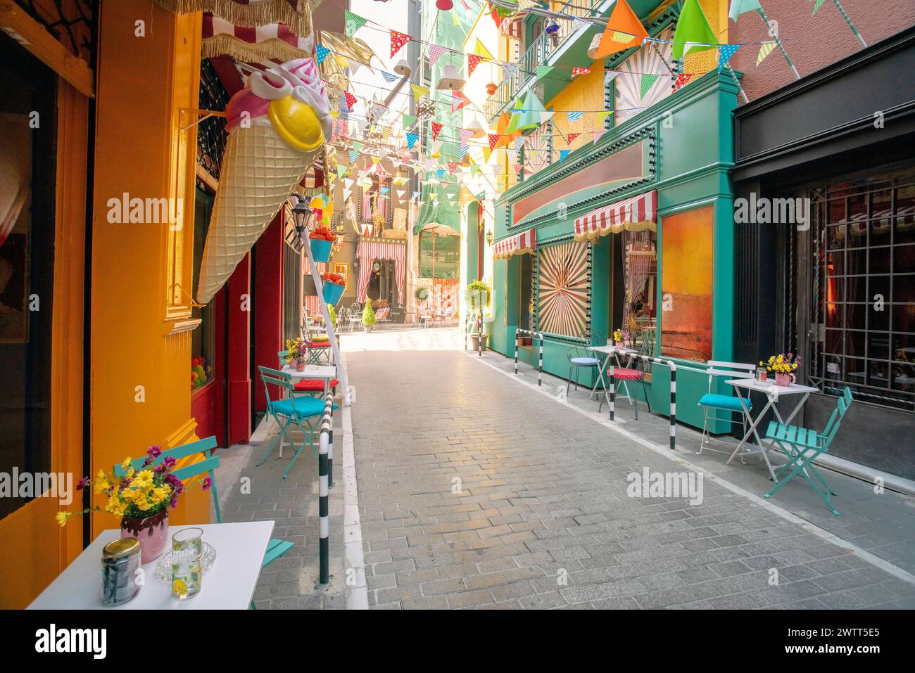 Colorful shops in the center of Athens in Plaka neighbourhoods Stock ...