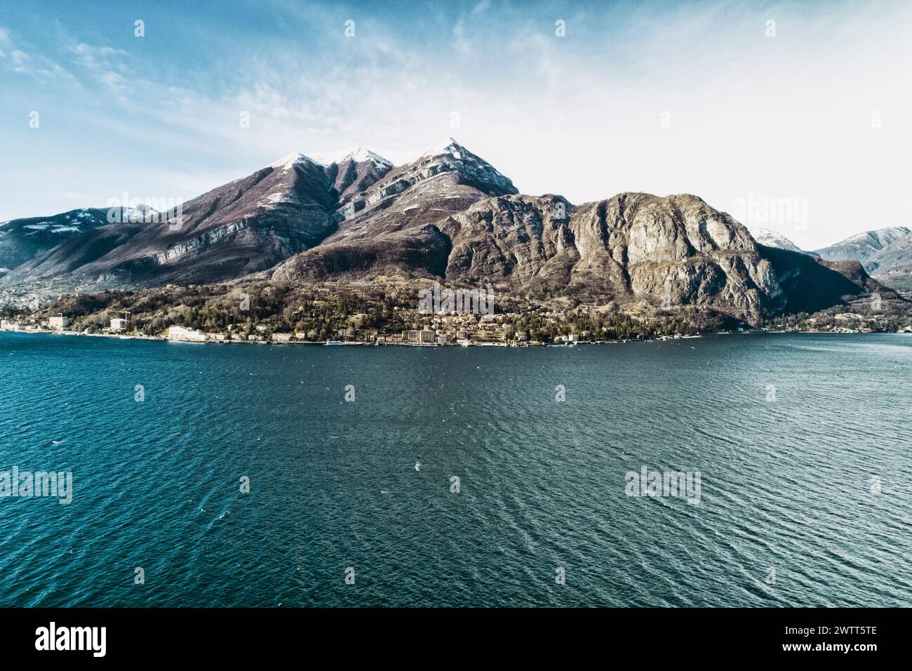 Aerial view lake como alps villages around lake hi-res stock ...