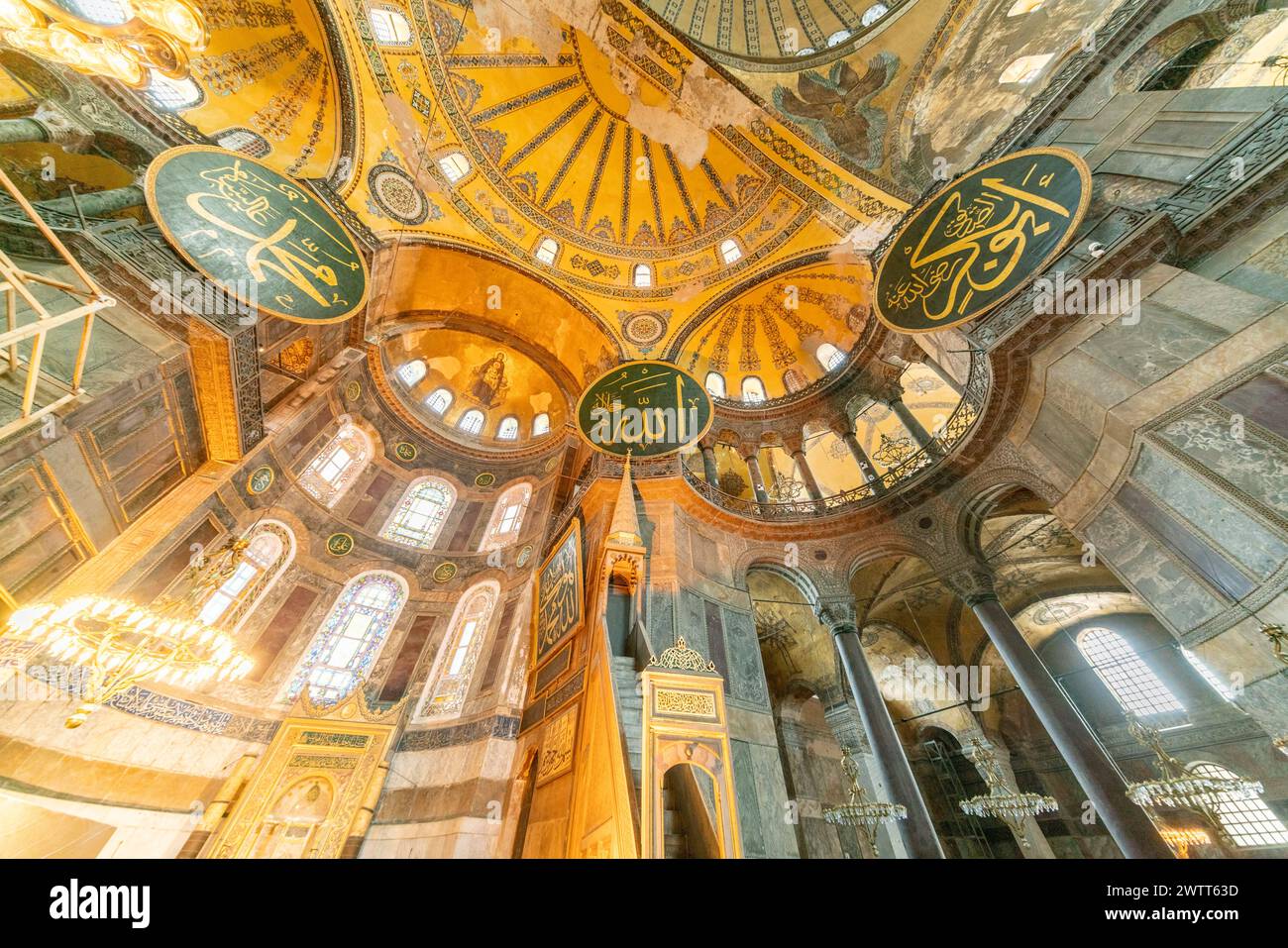 Details of ceilings of Hagia Sofia or Aya Sophia Byzantine church and ...