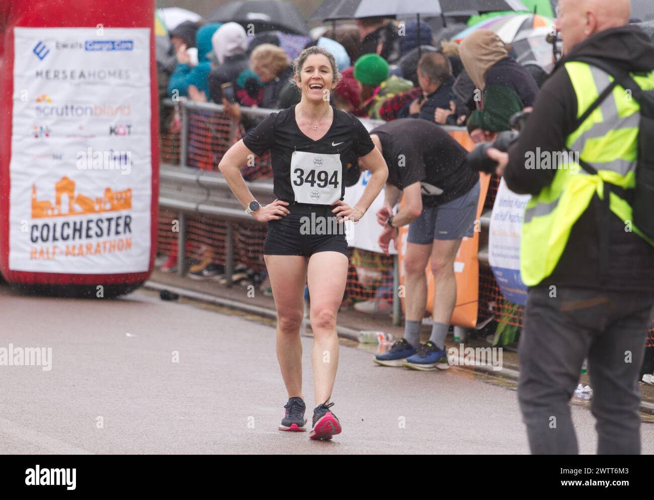 A female runner after completing the Colchester half marathon in 2024 ...