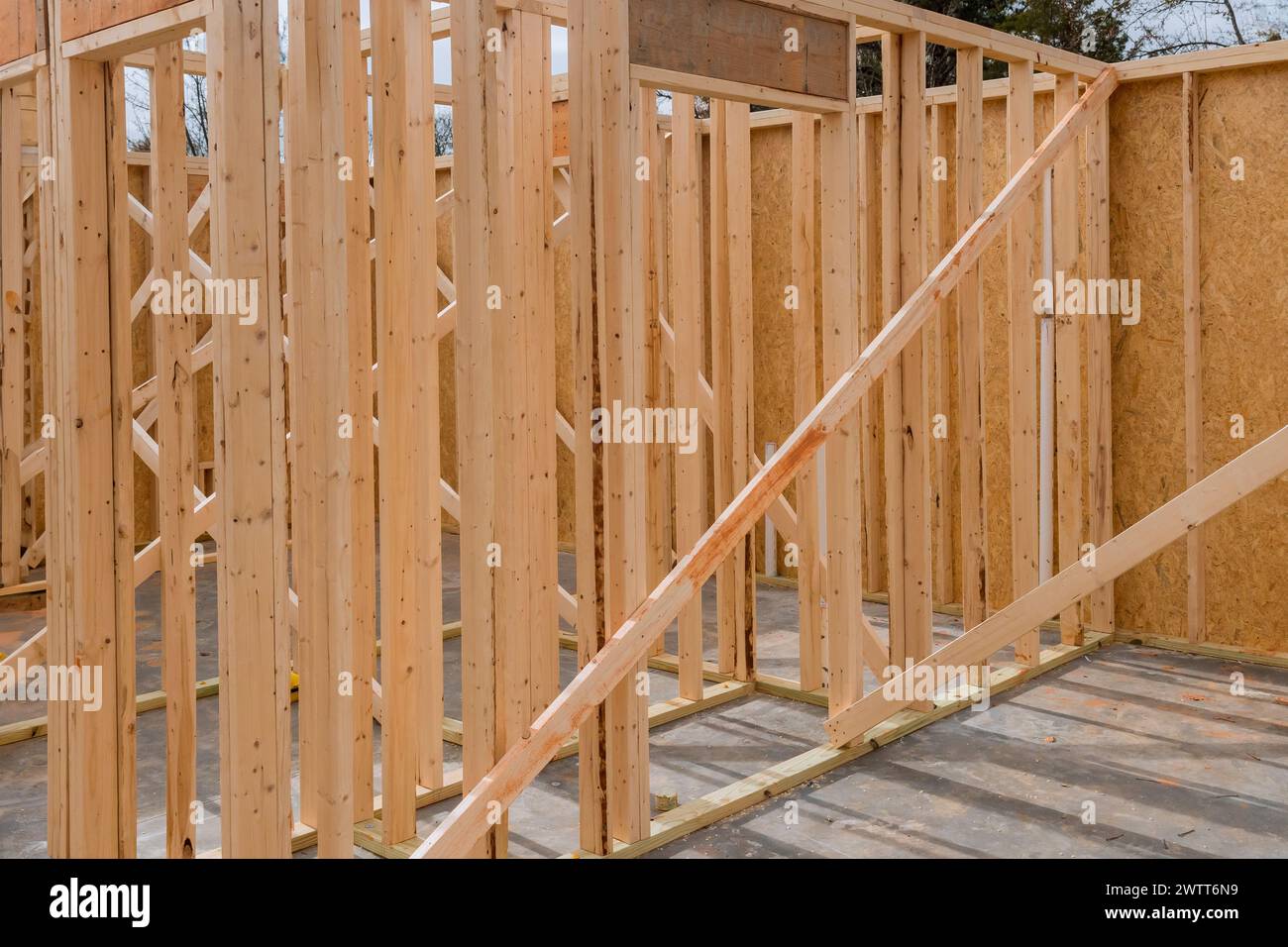When new home is being constructed, stick beams are used as framing ...