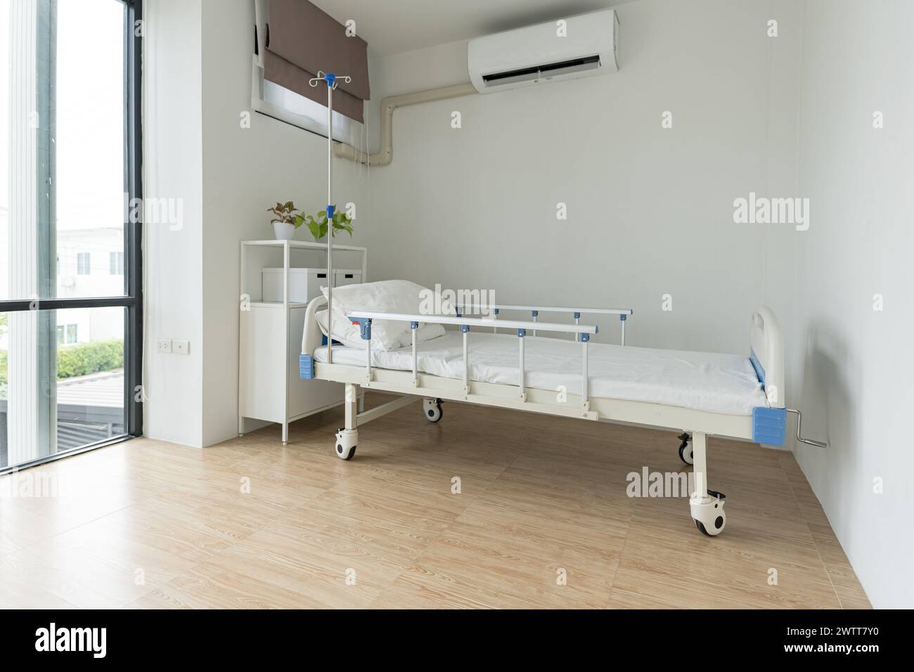 Recovery Room with beds on interior of an empty hospital room that is ...