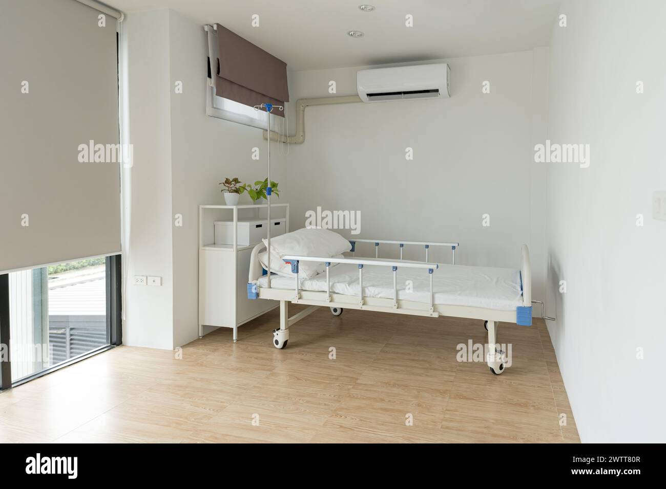 Recovery Room with beds on interior of an empty hospital room that is ...