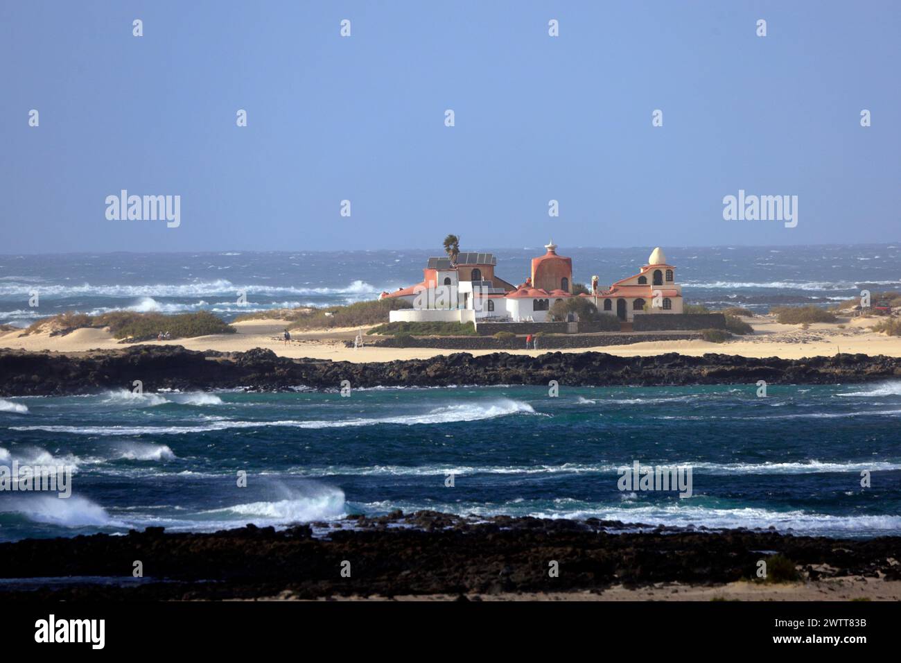 View of rough sea looking towards the Dream House, la Concha Beach, El ...