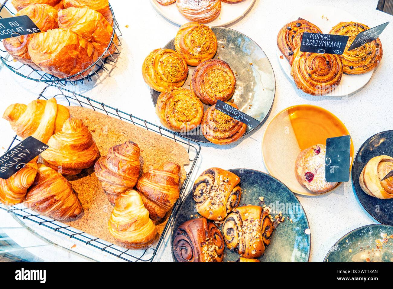 A delicious display of freshly baked pastries tempting onlookers with ...