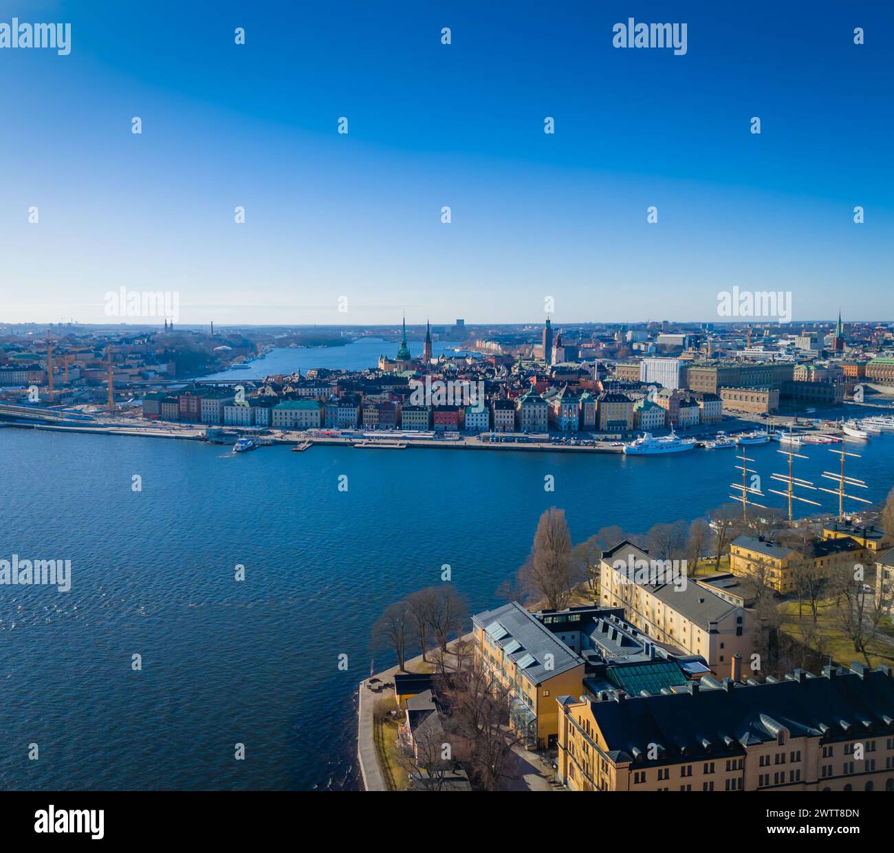 Stockholm old town - Gamla stan. Aerial view of Sweden capital. Drone ...