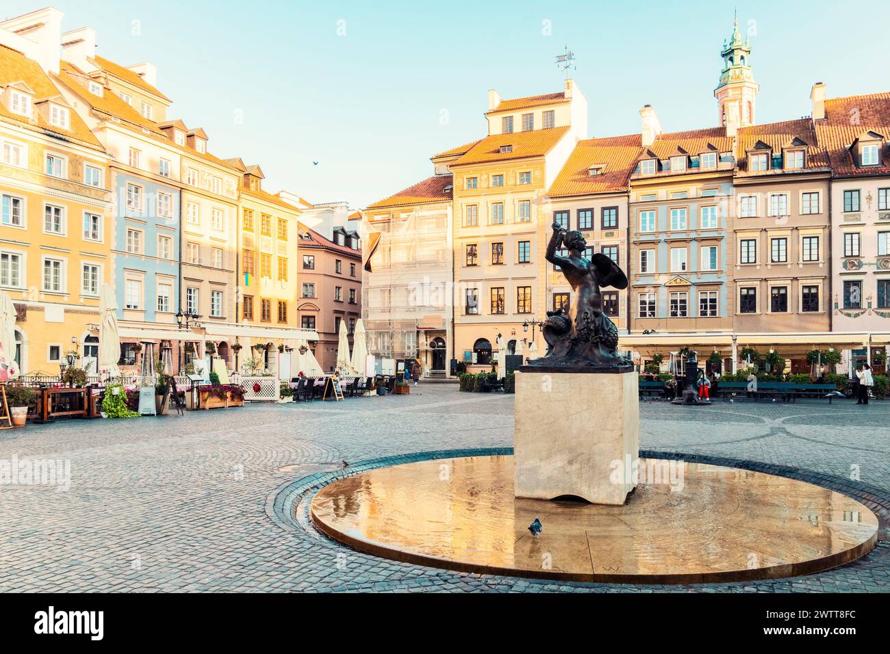 Famous Mermaid statue with historic colorful houses at Old Town Market ...