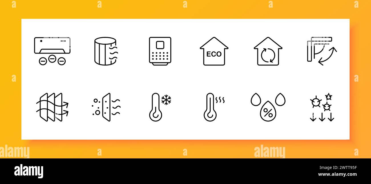 Ventilation icon set. Air, coolness, wind, air conditioning, blowing ...