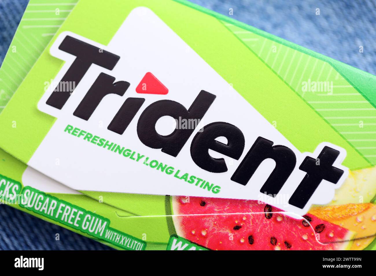 KYIV, UKRAINE - NOVEMBER 27, 2023 Trident chewing gum pack. Trident is ...