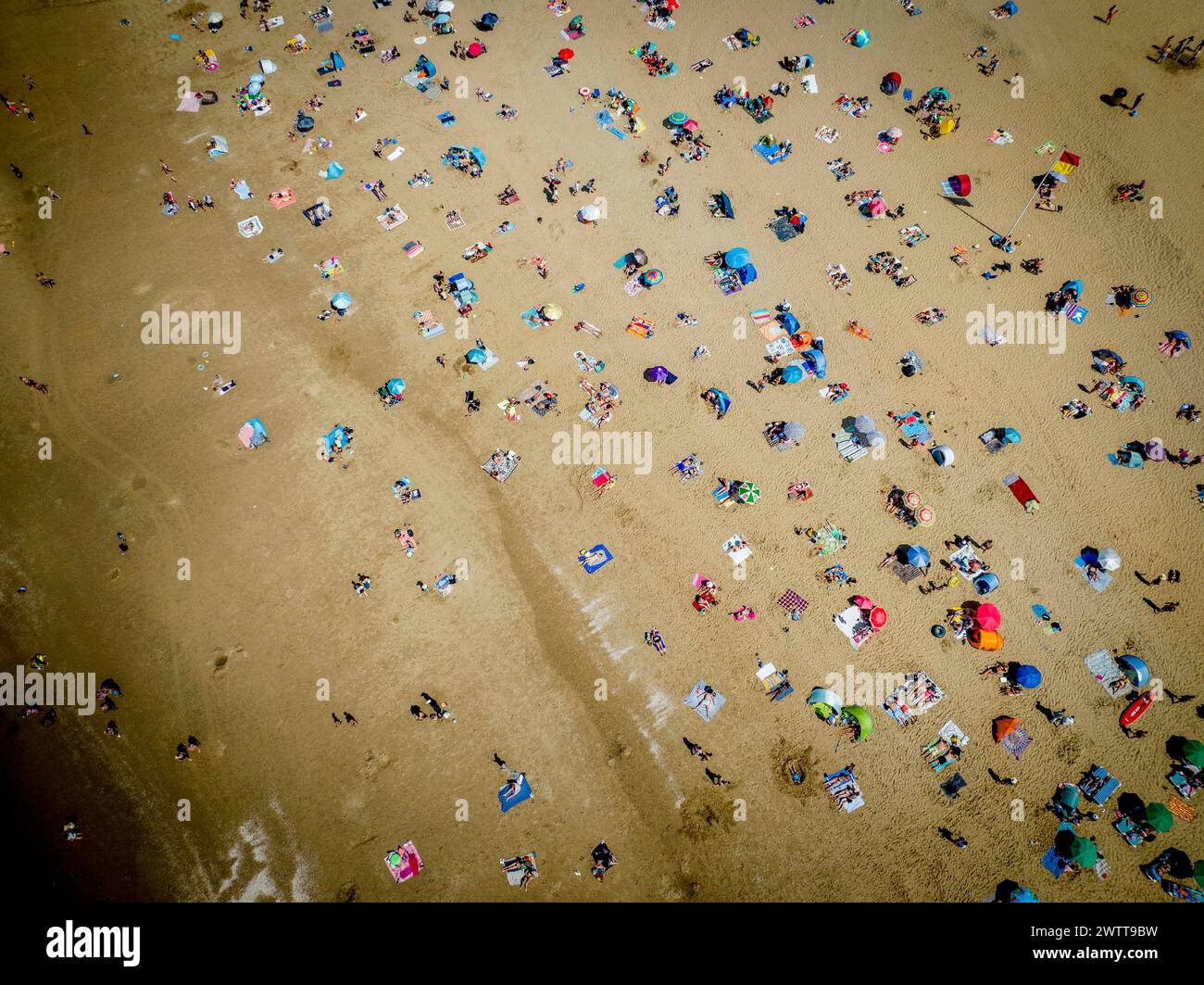 Bustling beach scene above hi-res stock photography and images - Alamy