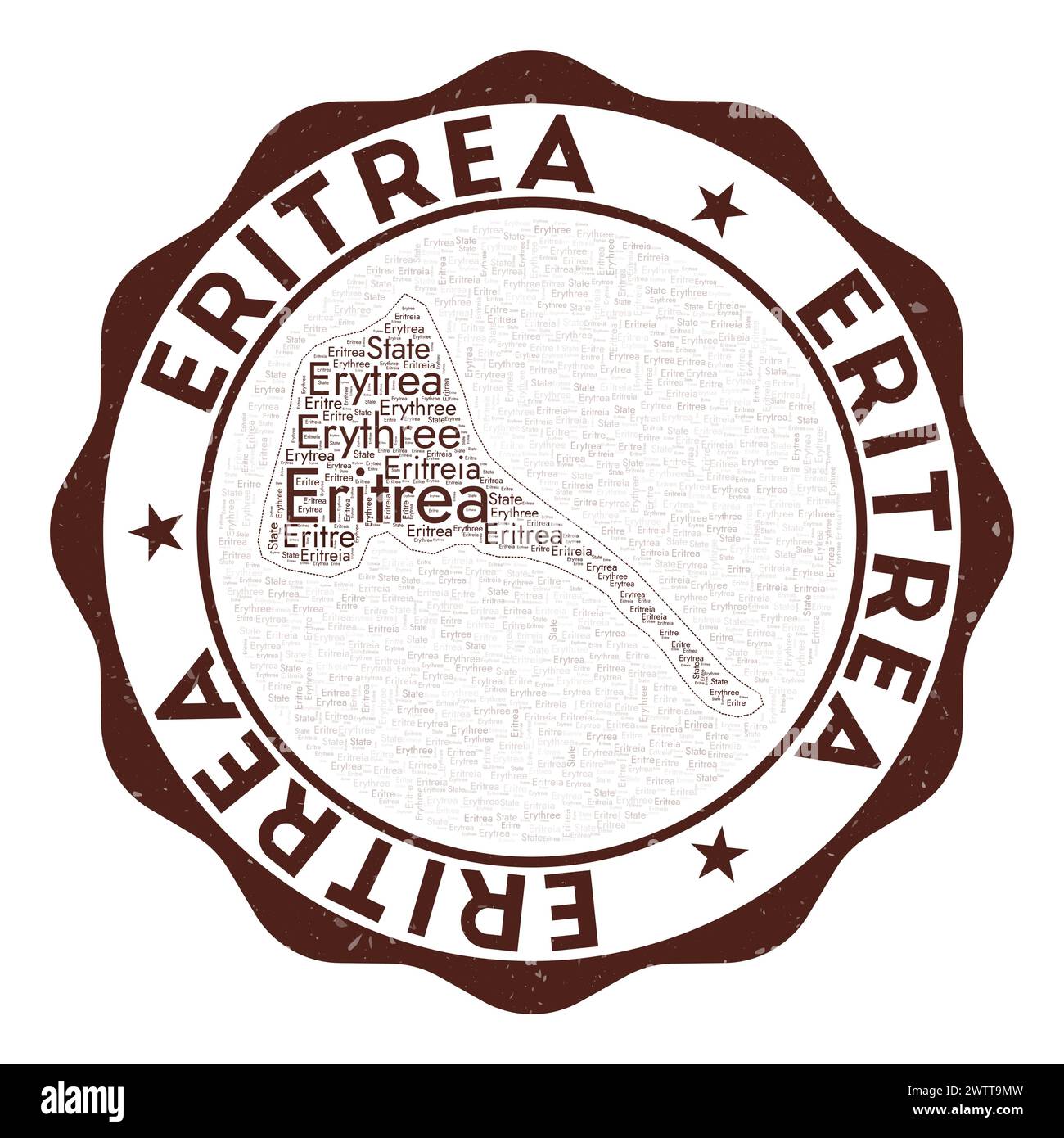 Eritrea logo. Authentic country badge with word cloud in shape of ...