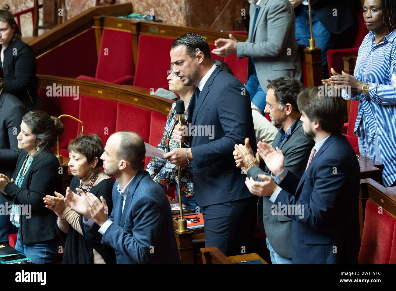 Paris, France. 19th Mar, 2024. LFI deputy Sebastien Delogu during a ...