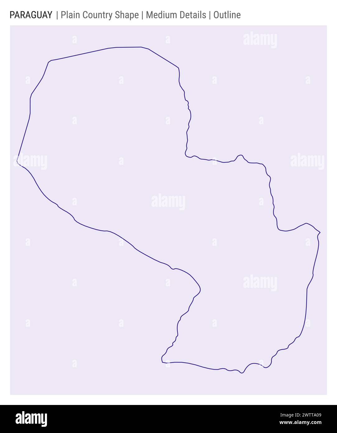 Paraguay plain country map. Medium details. Outline style. Shape of ...