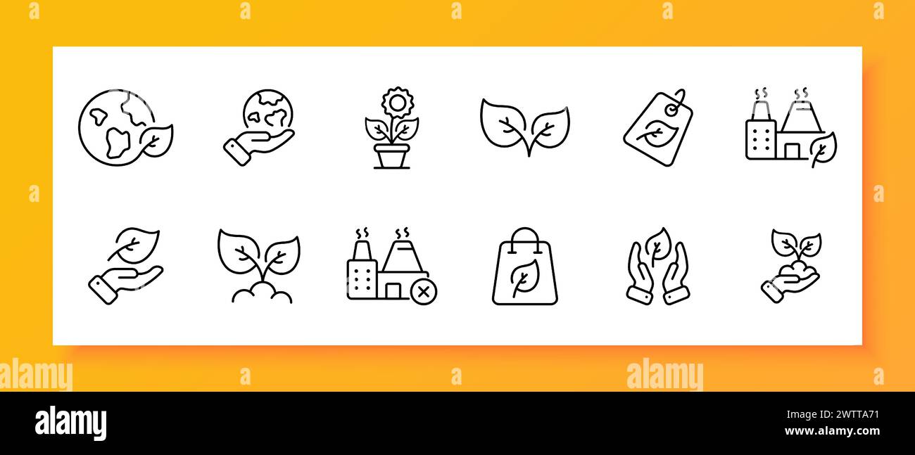 Ecology icon set. Planet, Greenpeace, plant, materials, sprout ...