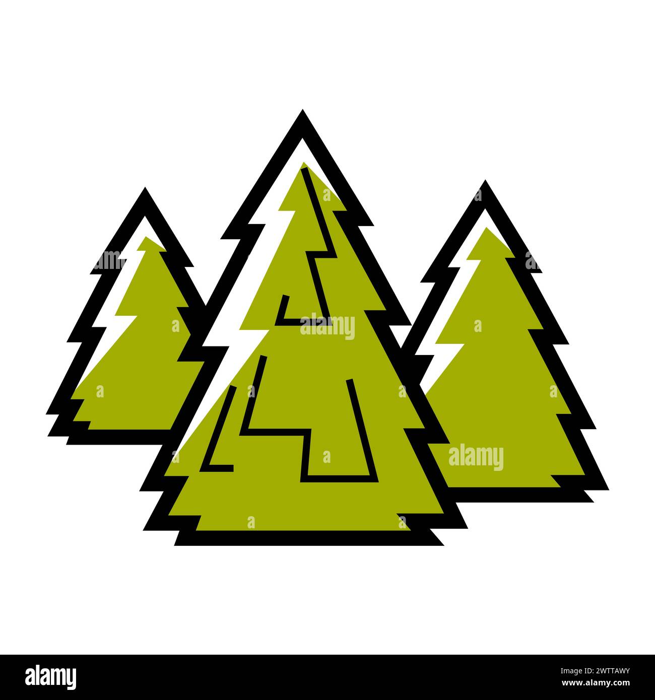Stylized illustration of fir trees. Nature icon for outdoor design ...