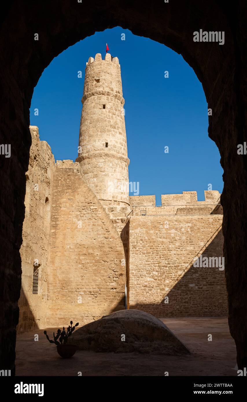 The tallest watchtower inside the Ribat of Monastir, an 8th century ...