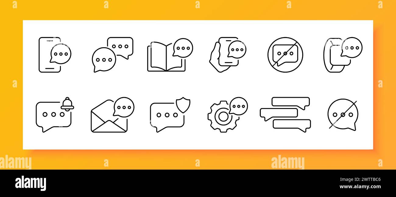 Dialogue bubble icon set. Smartphone, book, smart watch, message ...