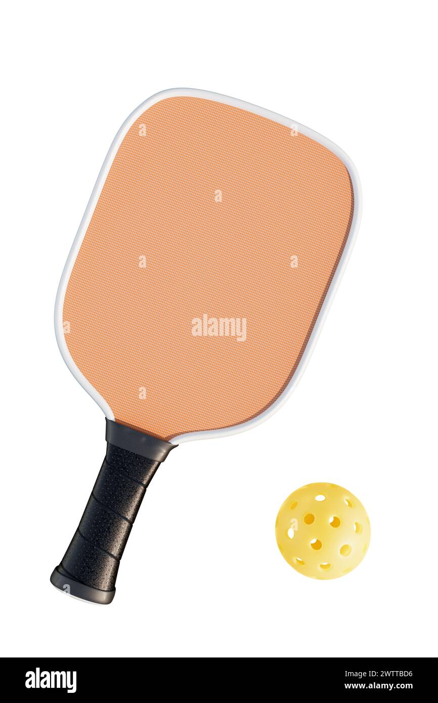 Pickleball racket and ball on isolated background. 3d rendering Stock ...