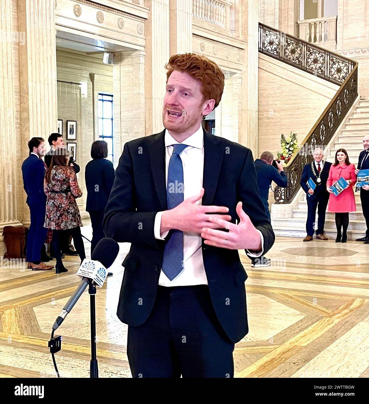 SDLP MLA Matthew O'Toole speaking in Great Hall of Parliament Buildings ...