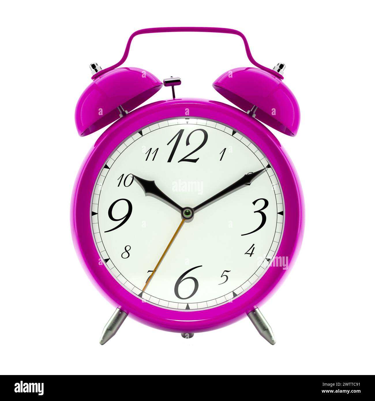Alarm clock, vintage style hot pink color clock with black hands. PNG ...