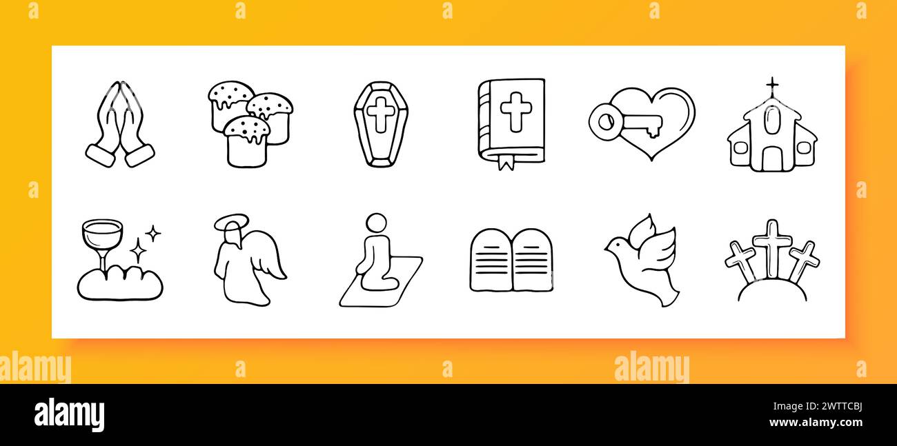 Christianity icon set. Angel, faith, communion, gazebo, bible. cross ...