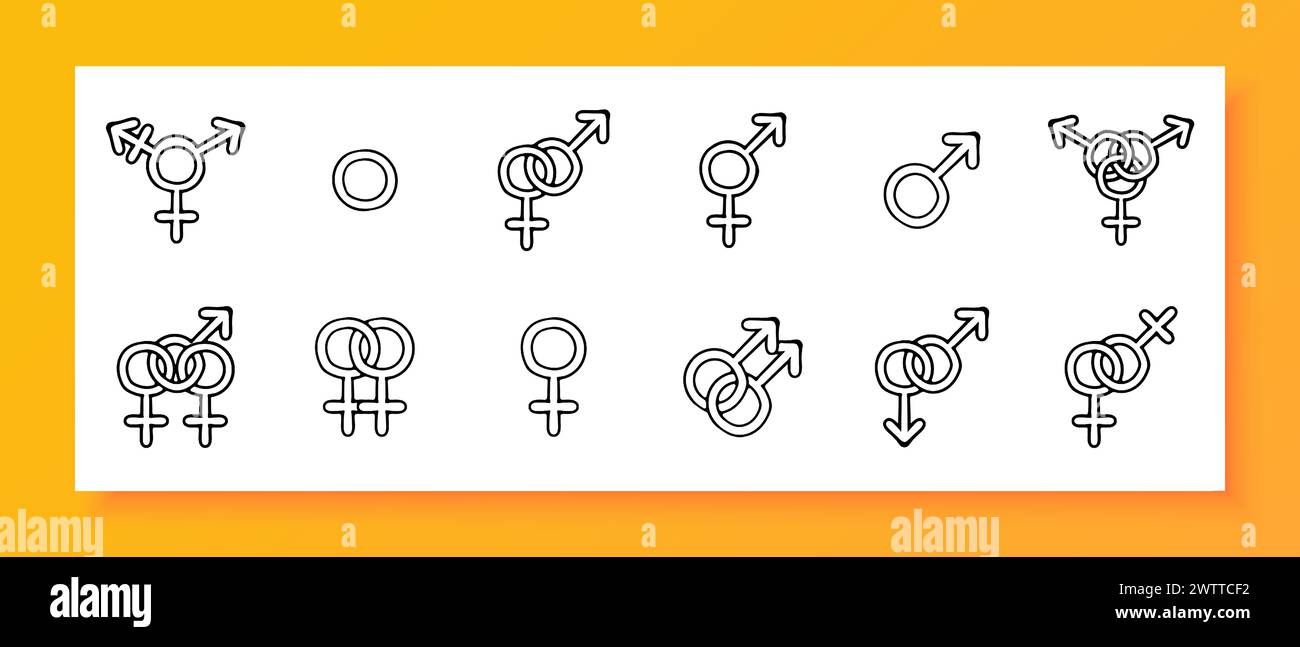 Gender tolerance icon set. Gender, identification, stereotype ...