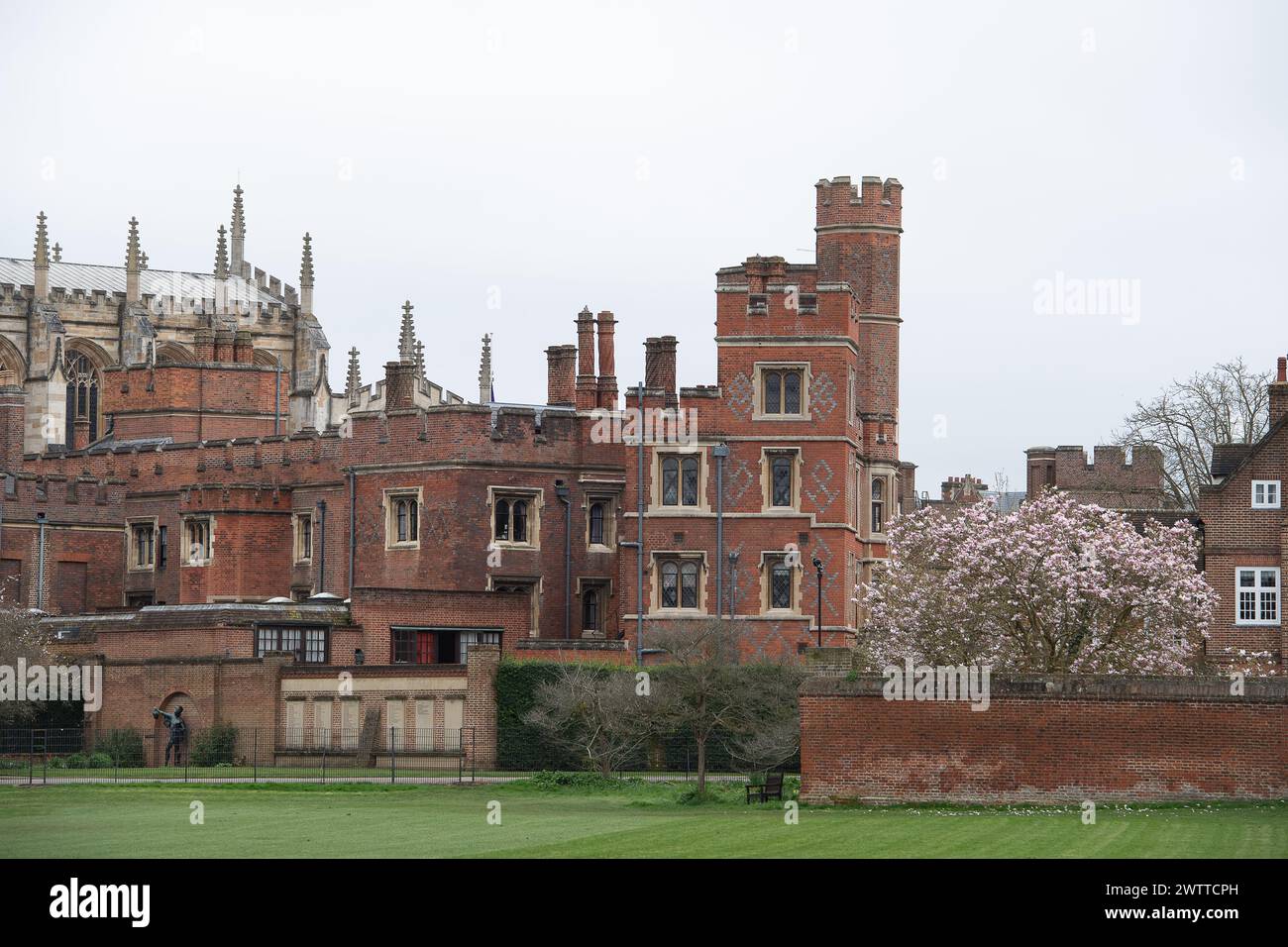 Eton, Windsor, UK. 19th March, 2024. The Eton College flag is sadly ...
