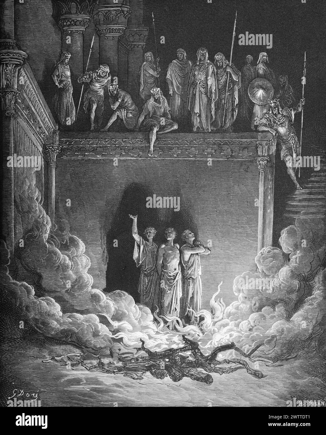Three men, Sadrach, Mesach and Abednego, in the hot furnace , Old ...