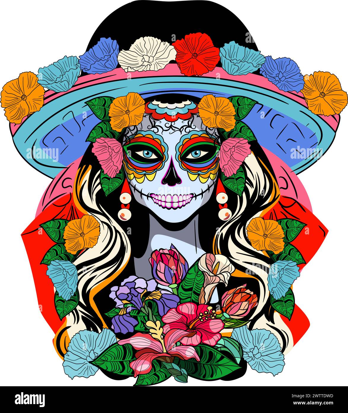 La Catrina is the icon of Day of the Dead vector illustration Stock ...