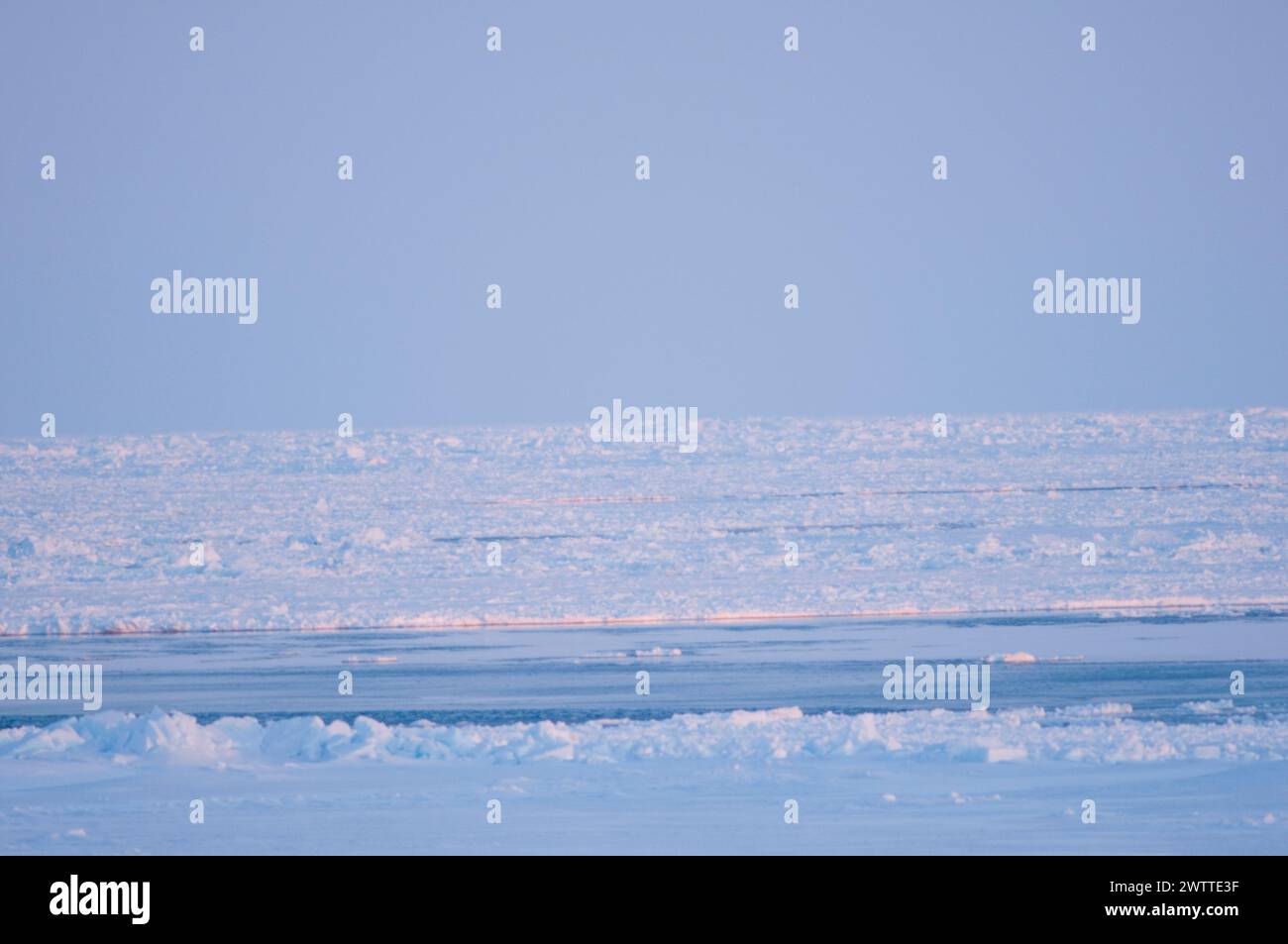 Seascape open lead rough pack ice over the Chukchi sea in springtime ...