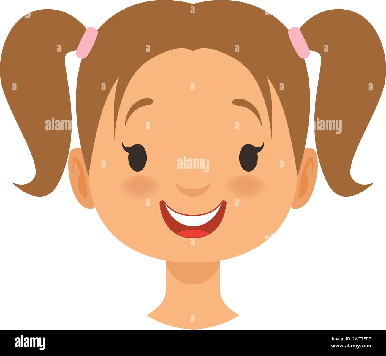 Happy smiling cartoon girl character. Head portrait Stock Vector Image ...