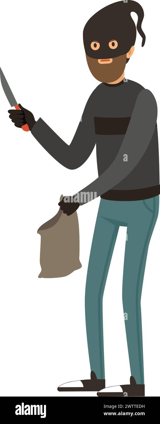 Bulglary mascot. Cartoon criminal bandit with knife Stock Vector Image ...