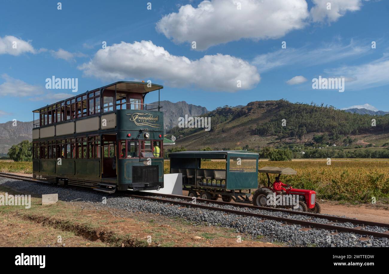 Franschhoek Western Cape South Africa. 05/03/2024. Tourist tram at ...