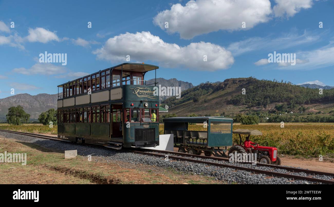 Franschhoek Western Cape South Africa. 05/03/2024. Tourist tram at ...
