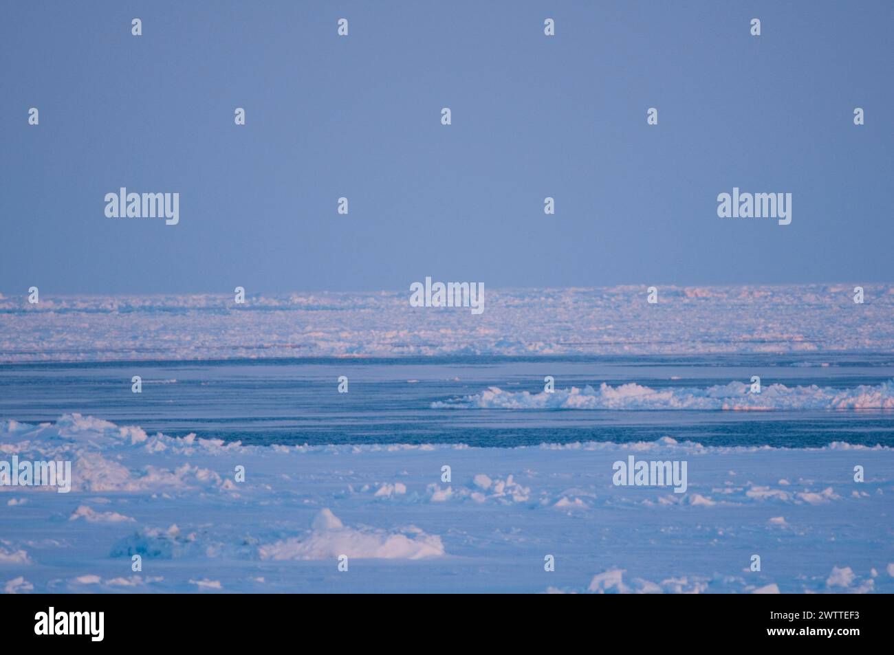 Seascape open lead rough pack ice over the Chukchi sea in springtime ...