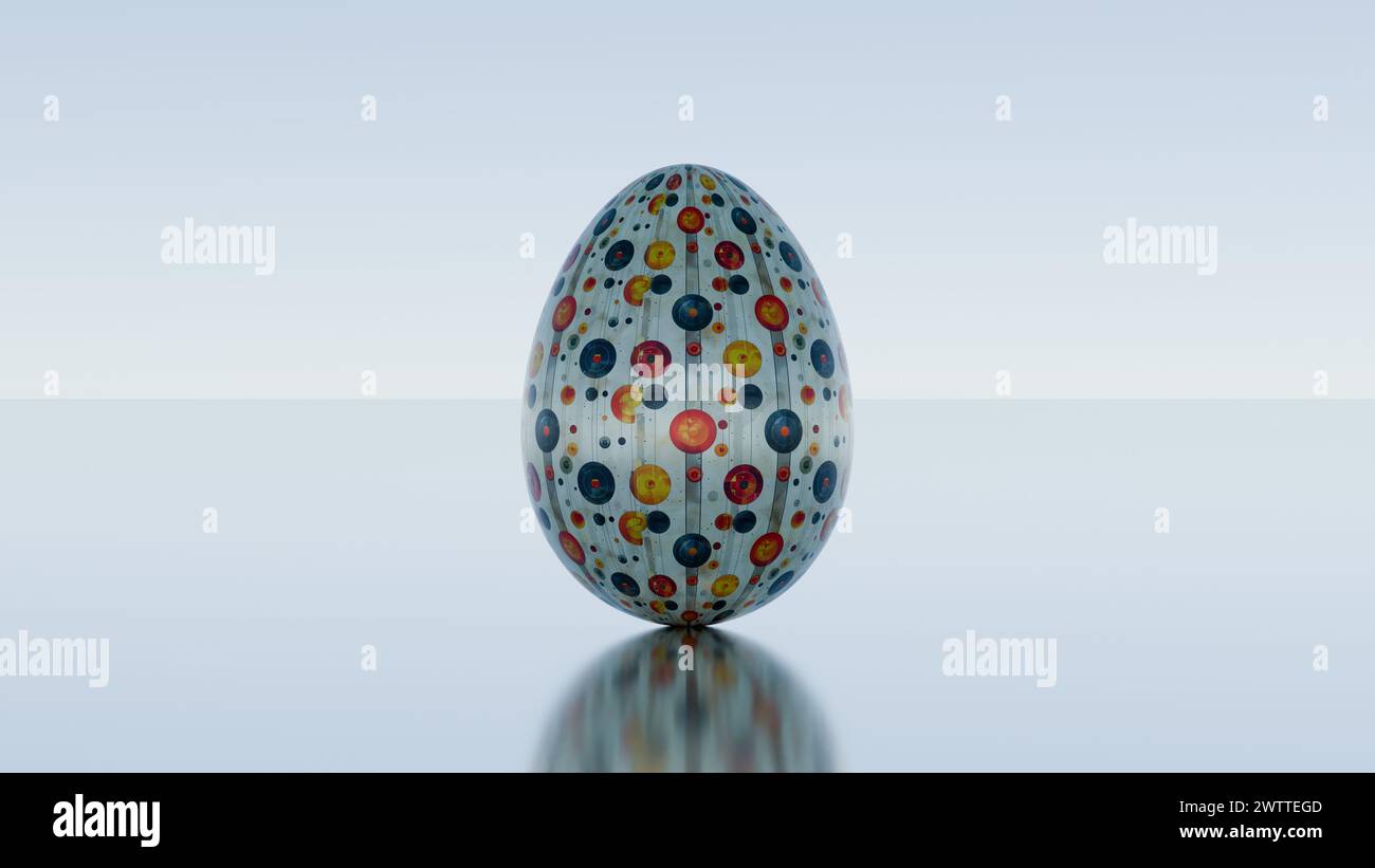 3D minimalist Easter egg design featuring a retro wave pattern ...