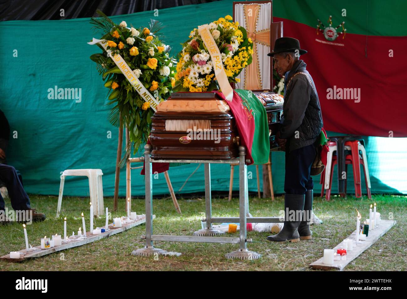 A person pays his last respects to Indigenous leader Carmelina Yule ...