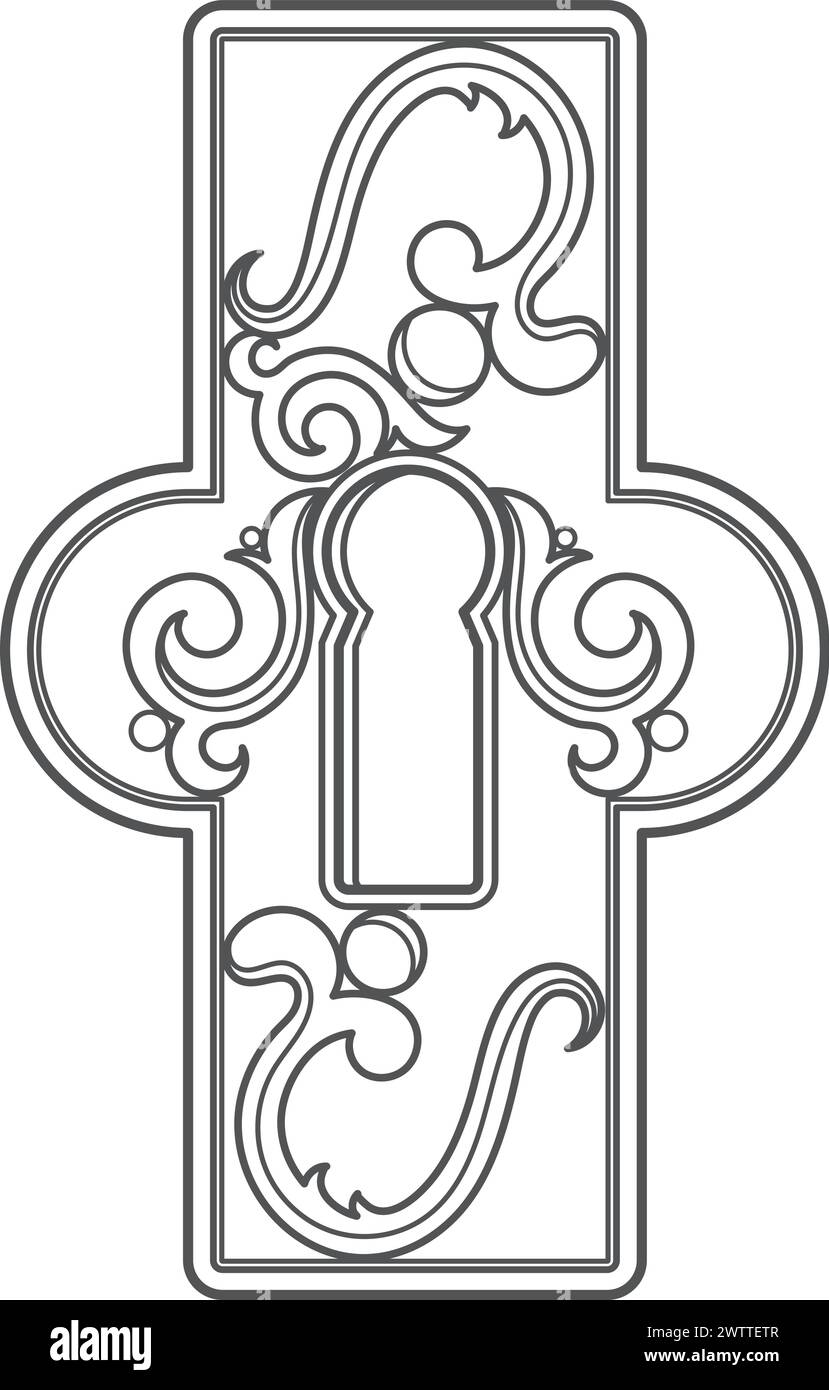 Antique keyhole with vintage ornament. Ancient treasure symbol Stock ...