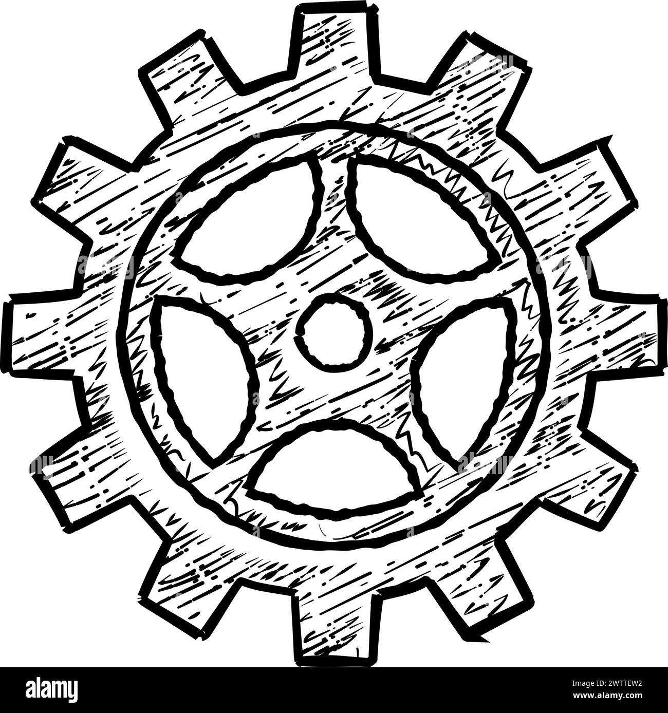 Machine gear drawing. Mechanical cogwheel. Settings symbol Stock Vector ...