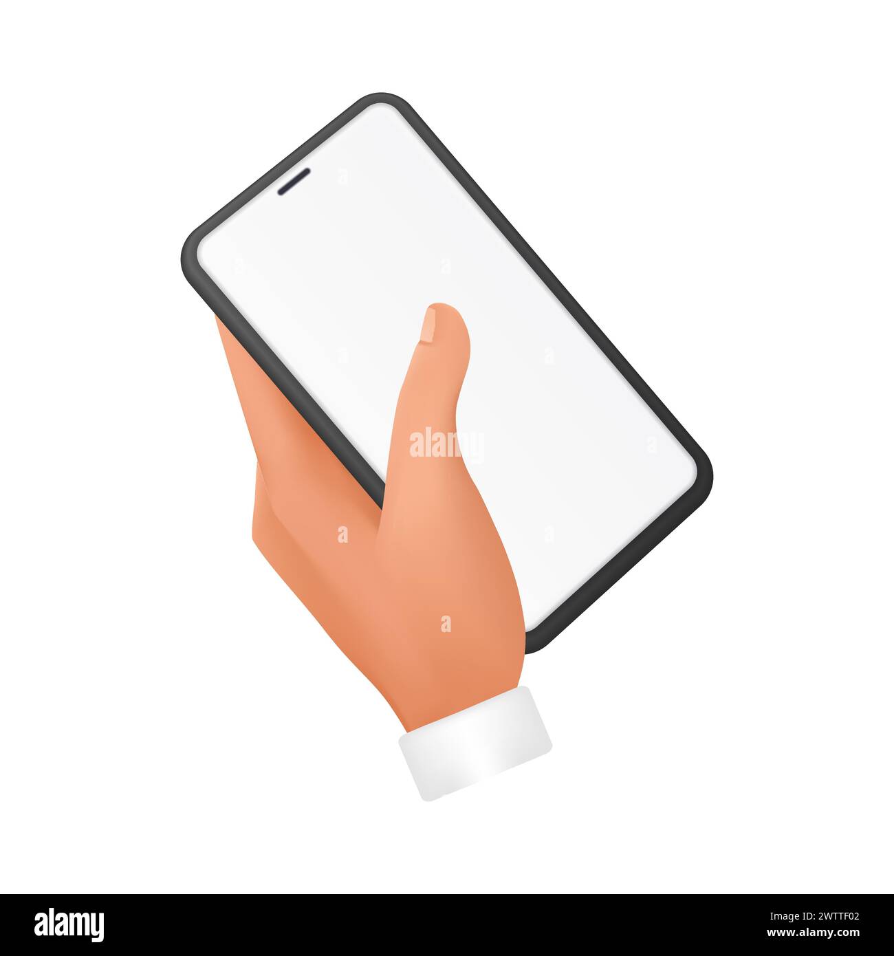 3d Hand Of Man Holding Mobile Phone To Scroll Swipe Information On
