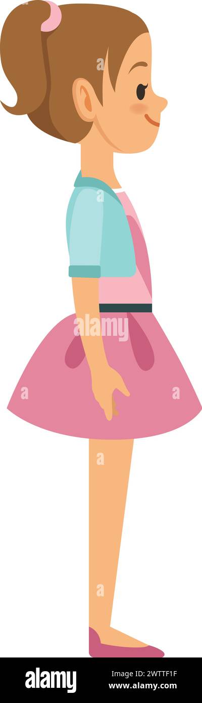 Cartoon girl side view. Smiling school kid Stock Vector Image & Art - Alamy