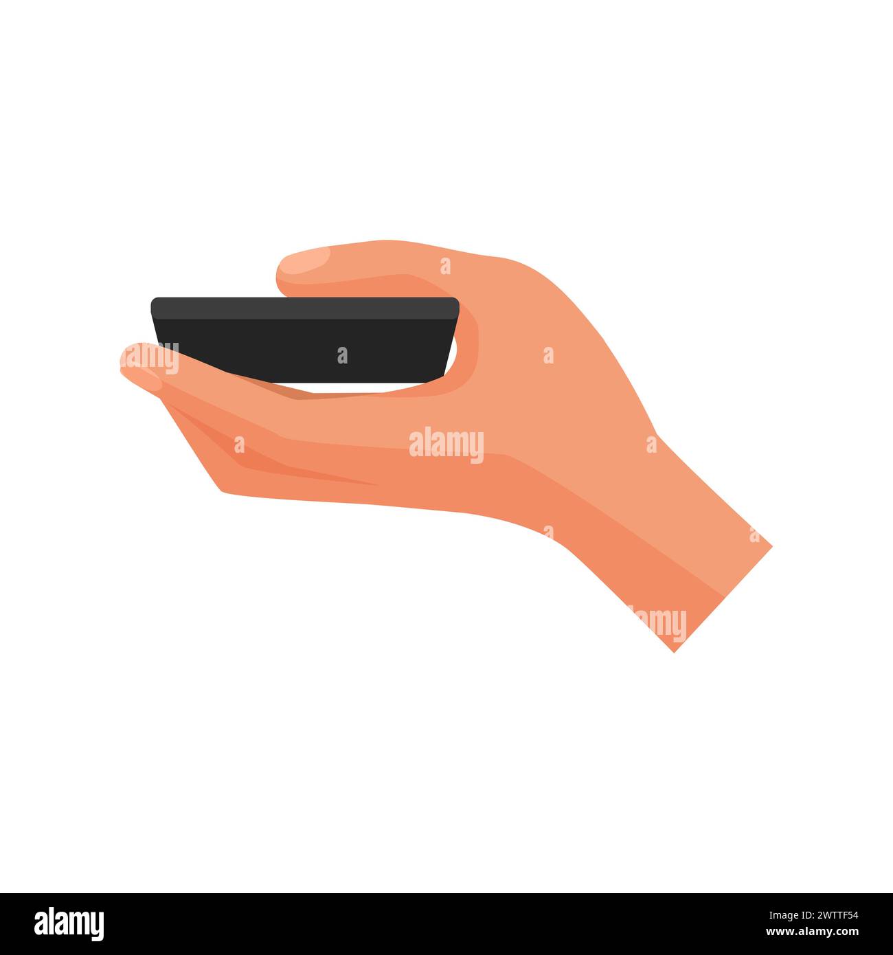 3D human hand holding smartphone in palm to take or give device vector ...