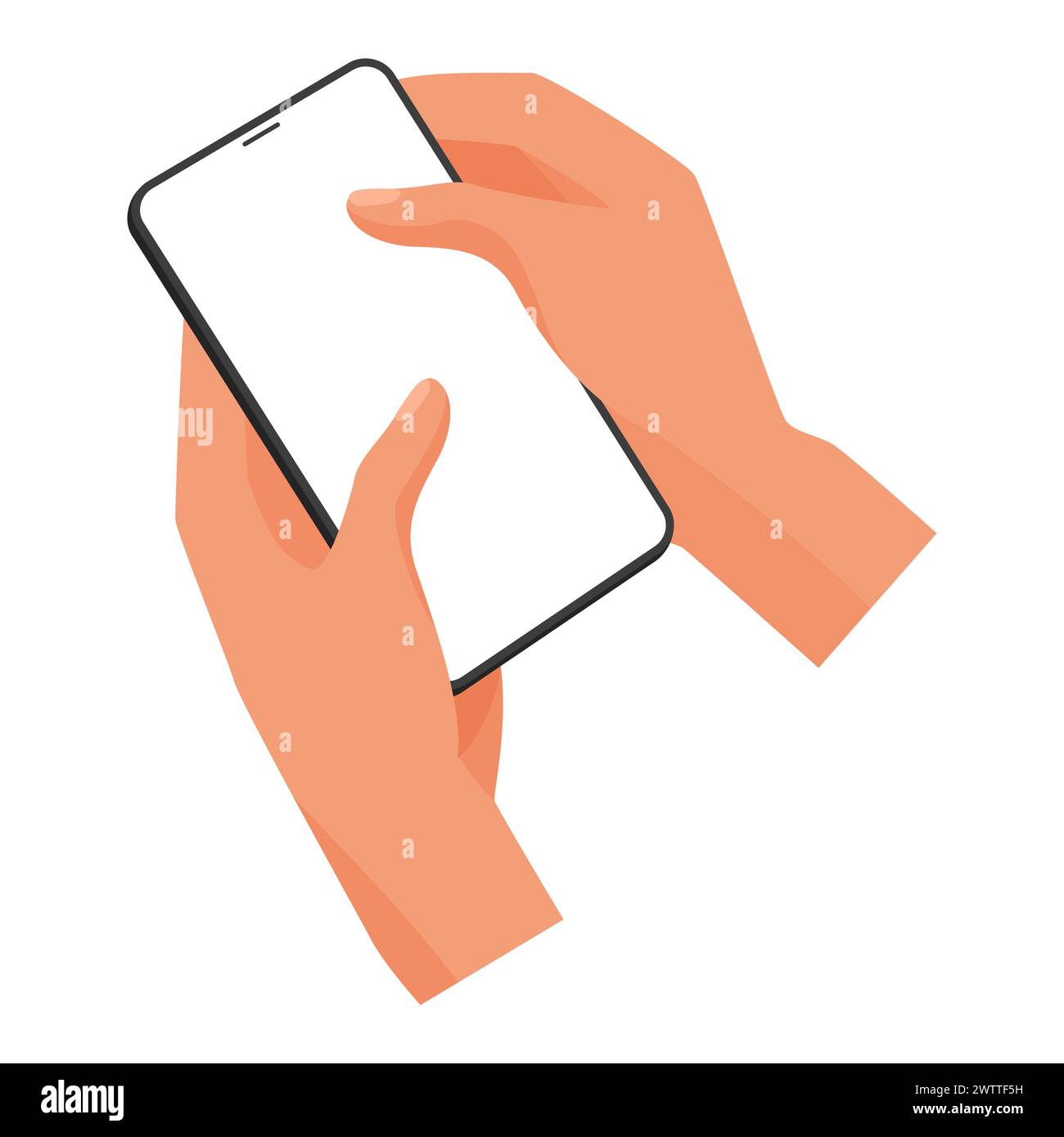 3D human hands hold smartphone, arms touch device with fingers vector ...