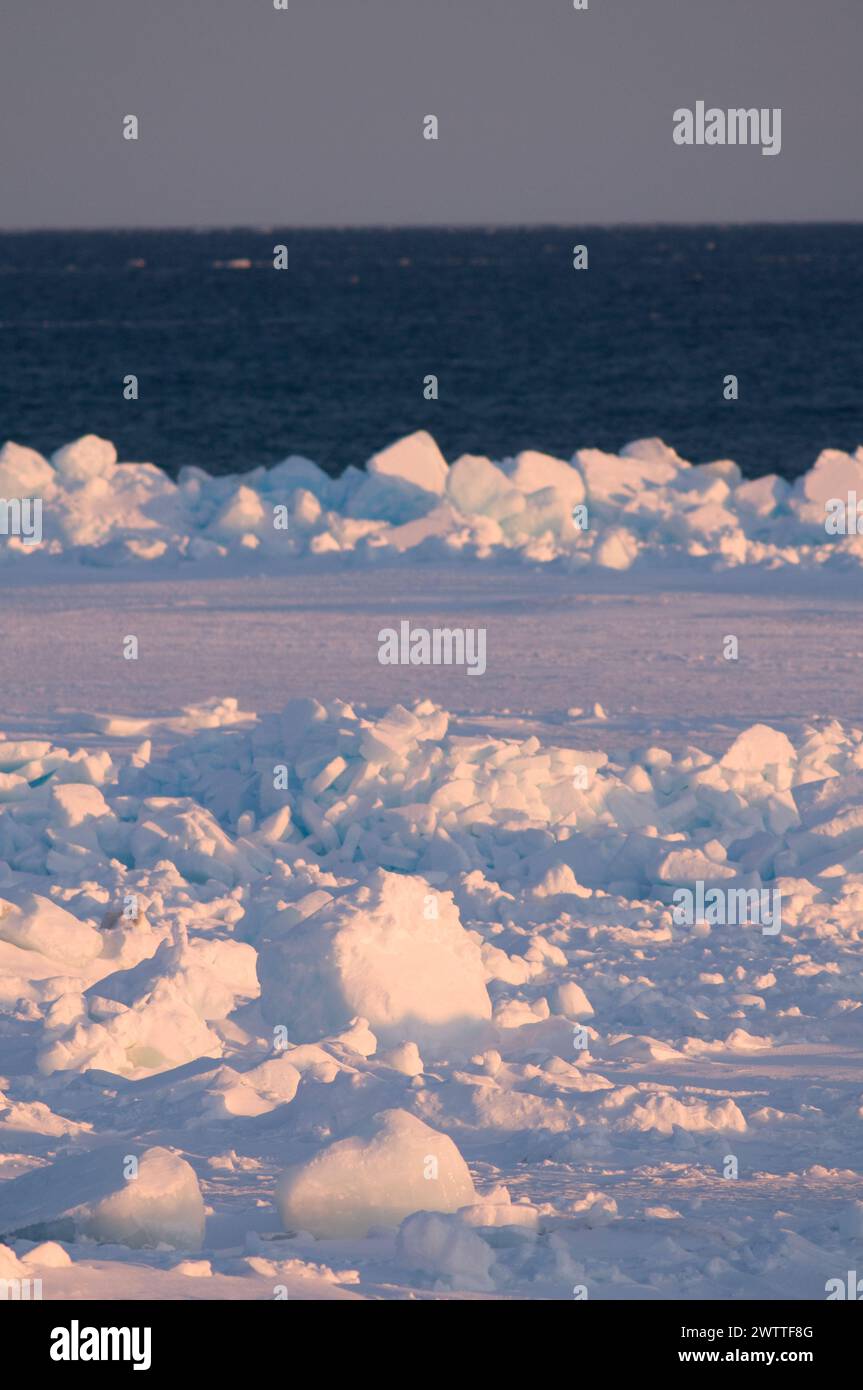 Seascape open lead rough pack ice over the Chukchi sea in springtime ...
