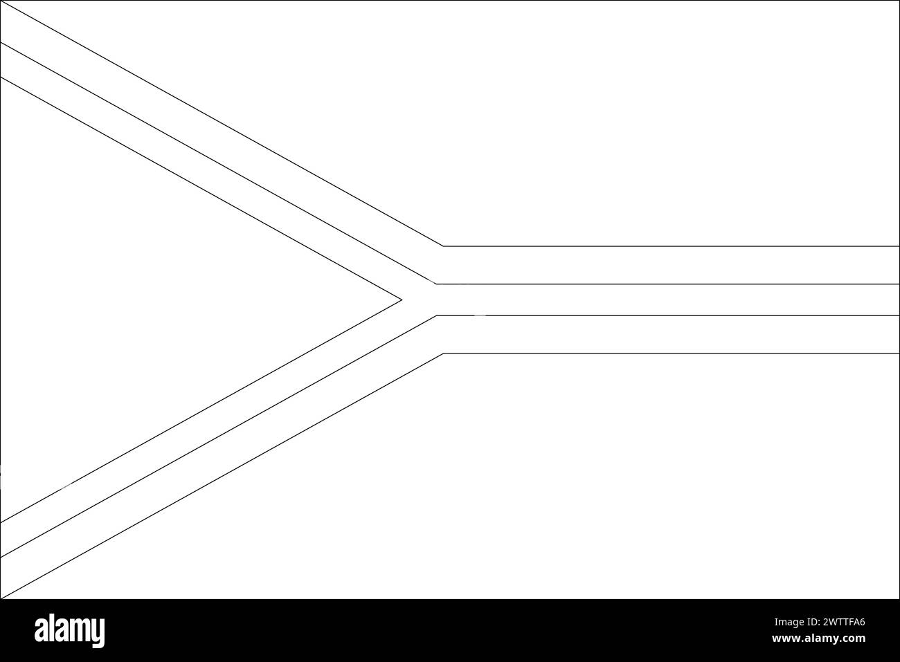 Vanuatu flag - thin black vector outline wireframe isolated on white ...