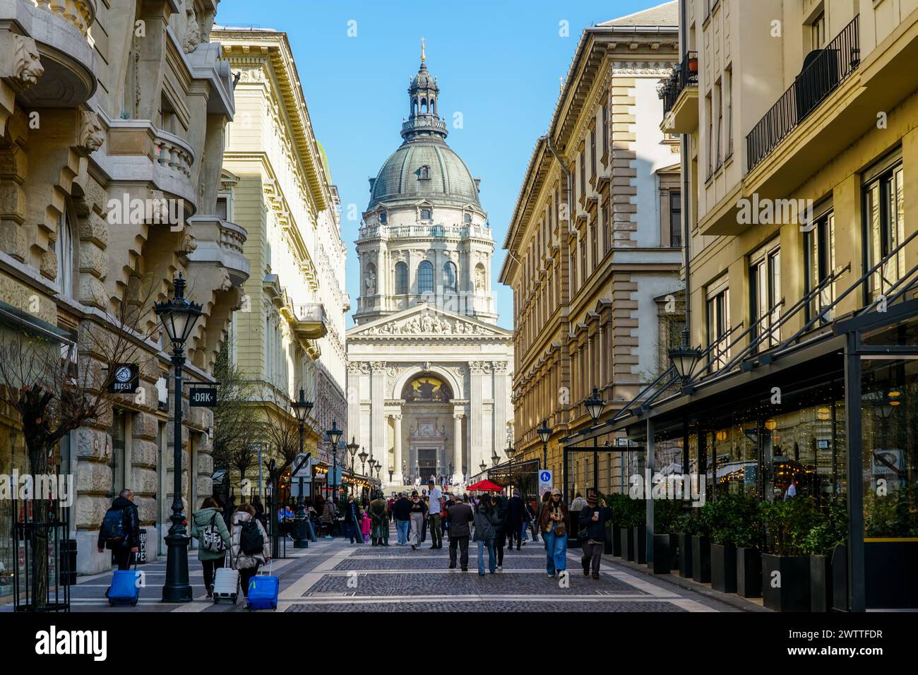 Budapest, Hungary- March 03, 2024: a view of St. Stephens Basilica from ...