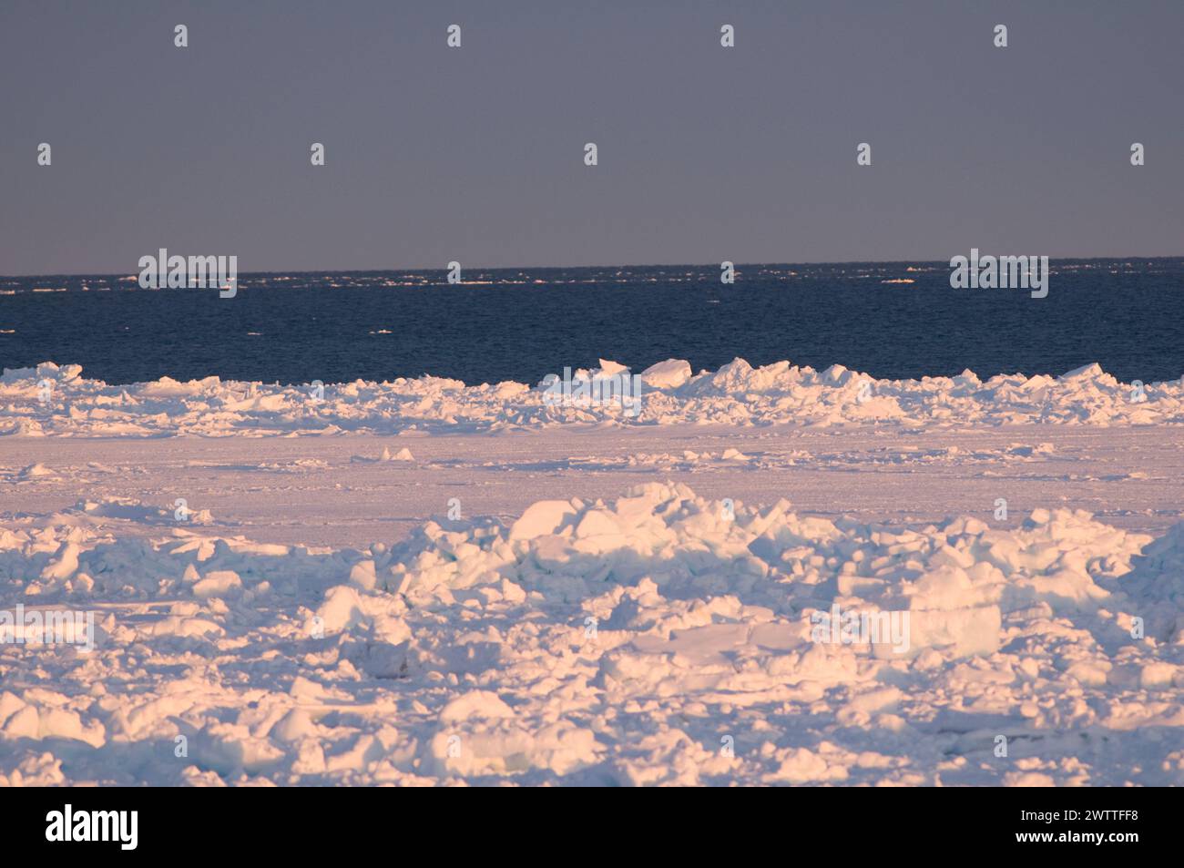 Seascape open lead rough pack ice over the Chukchi sea in springtime ...